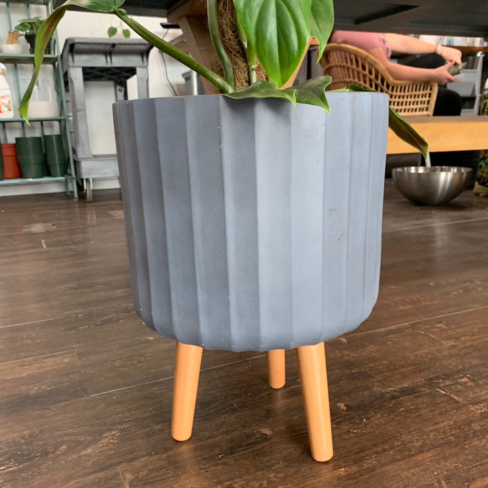 Grey Vertical Stripes Planter w/ Legs | Plantstay | Gainesville ...